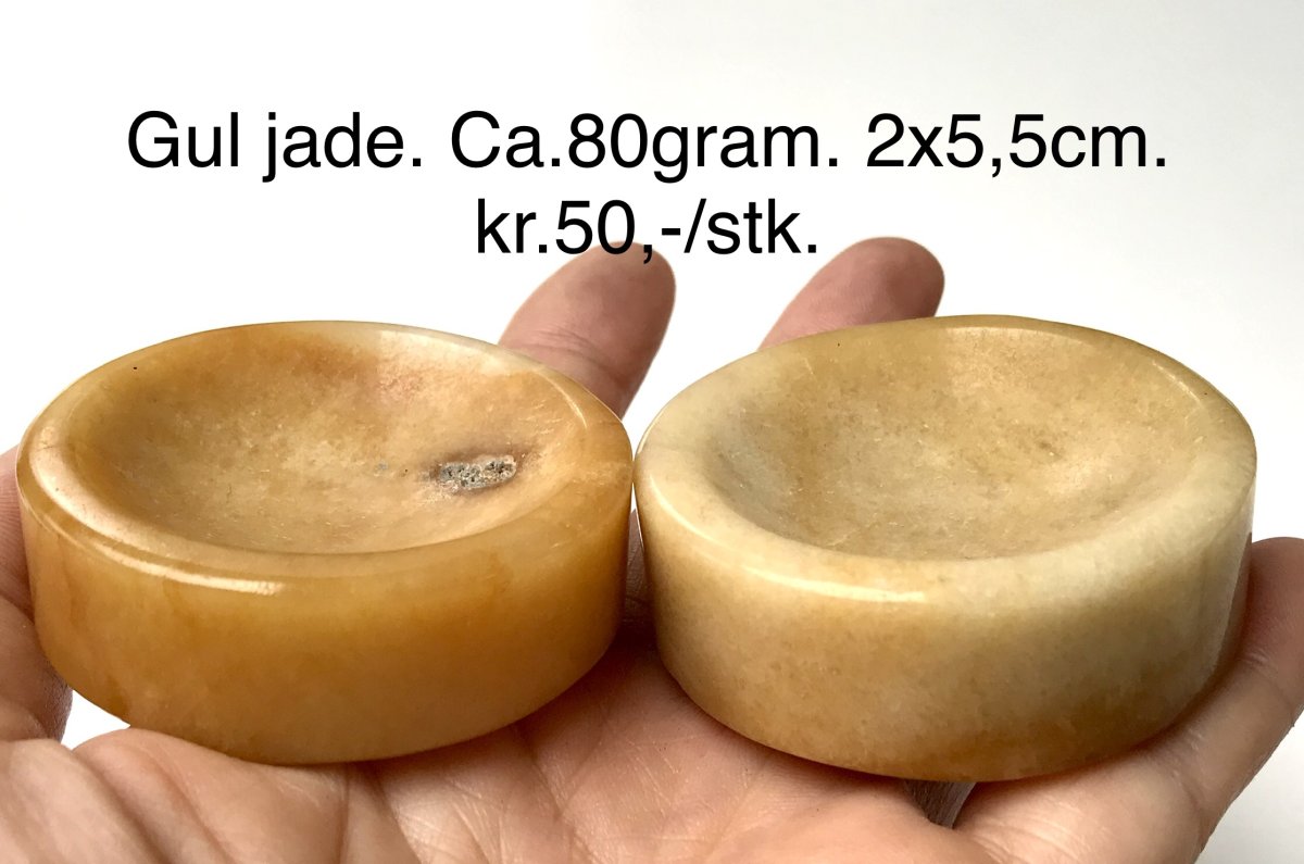 Gul jade skål eller fod til kugle - krystalmadsen´S WEBSHOP/HJEMMESIDE