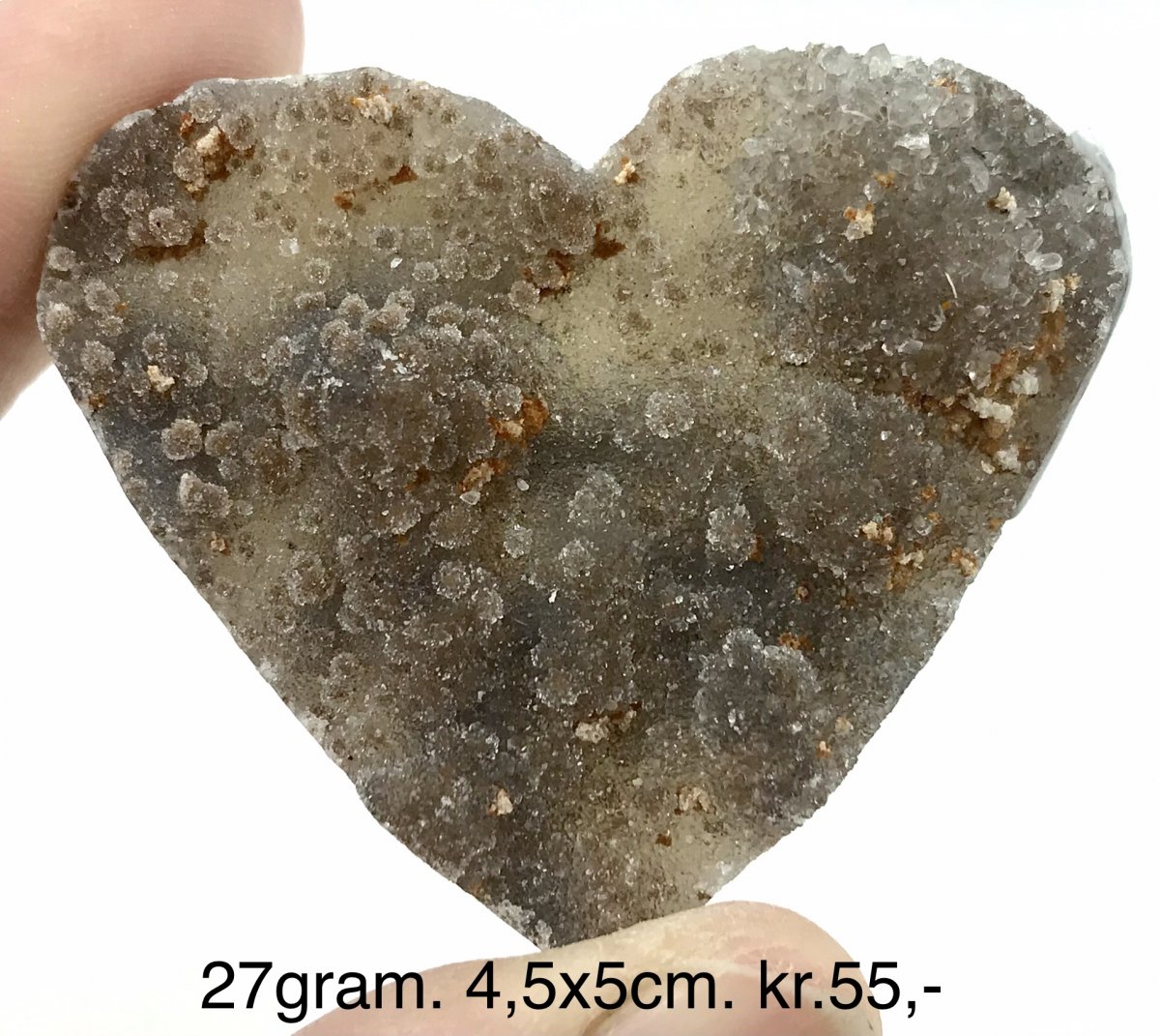 Krystal hjerte-28 - Druzy agat eller ametyst hjerte - krystalmadsen´S WEBSHOP/HJEMMESIDE